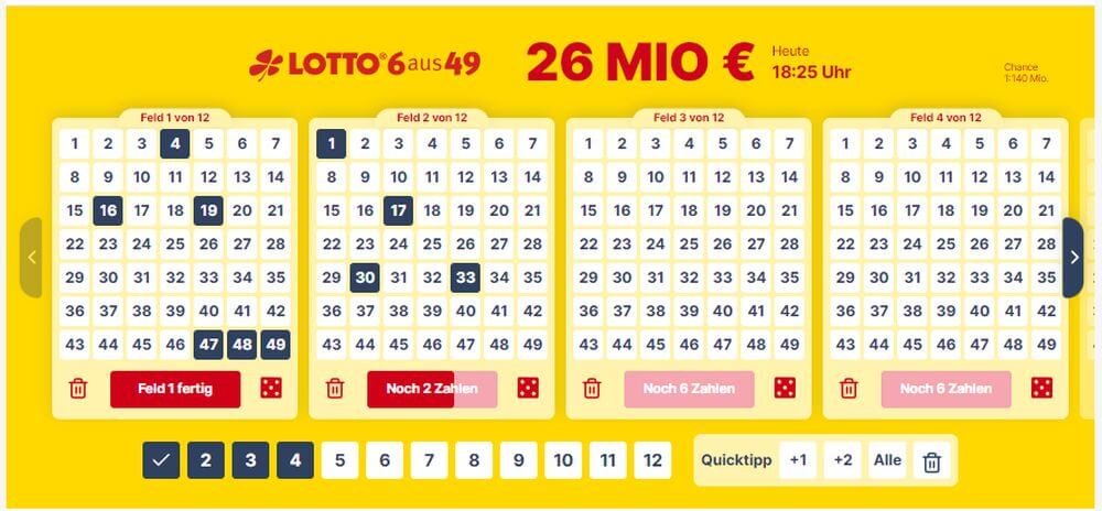 Lottoschein ausfüllen Mit 6 Kreuzen zum Gewinn